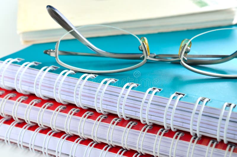 Notebook with glasses stock image. Image of green, document - 27126165