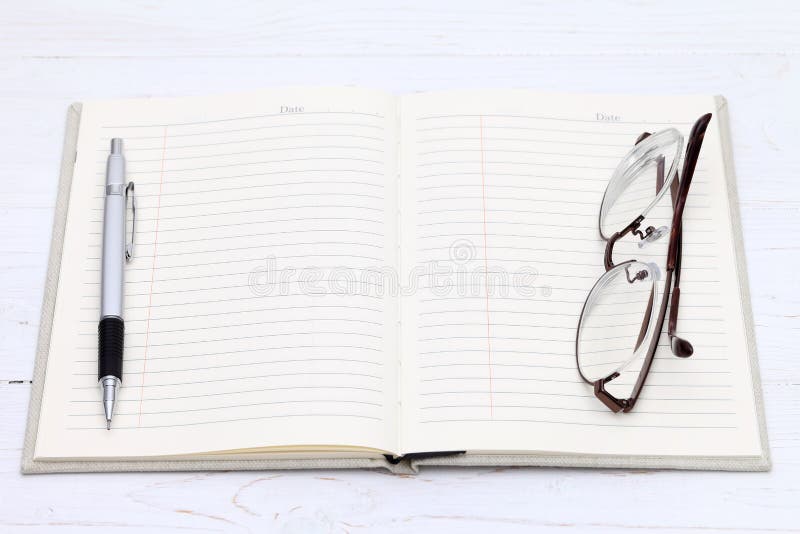 Notebook and glasses stock photo. Image of blank, learn - 78537780