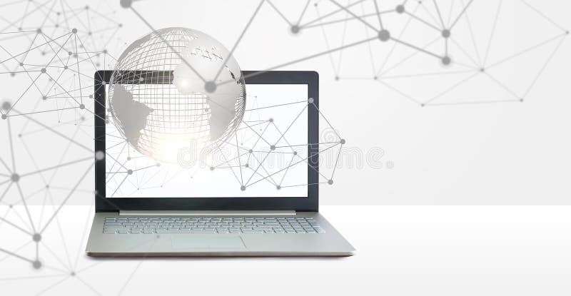 Notebook with a Global Network. Stock Photo - Image of keyboard, future ...
