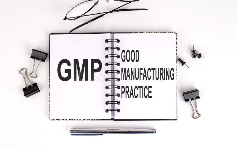 Notebook with GMP Good Manufacturing Practice on a Table Stock Image ...