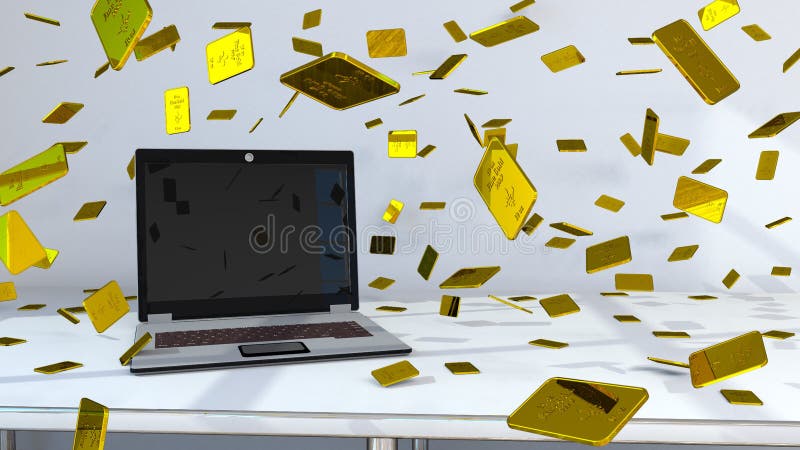 Notebook with Golden Bars Confetti Stock Illustration - Illustration of ...