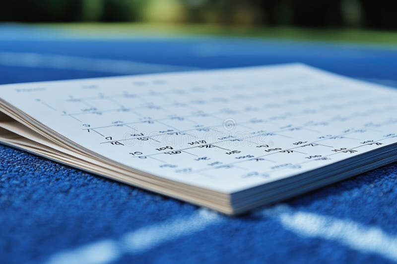 Close-up of a Monthly Planner Lying on Blue Surface, Planning and ...