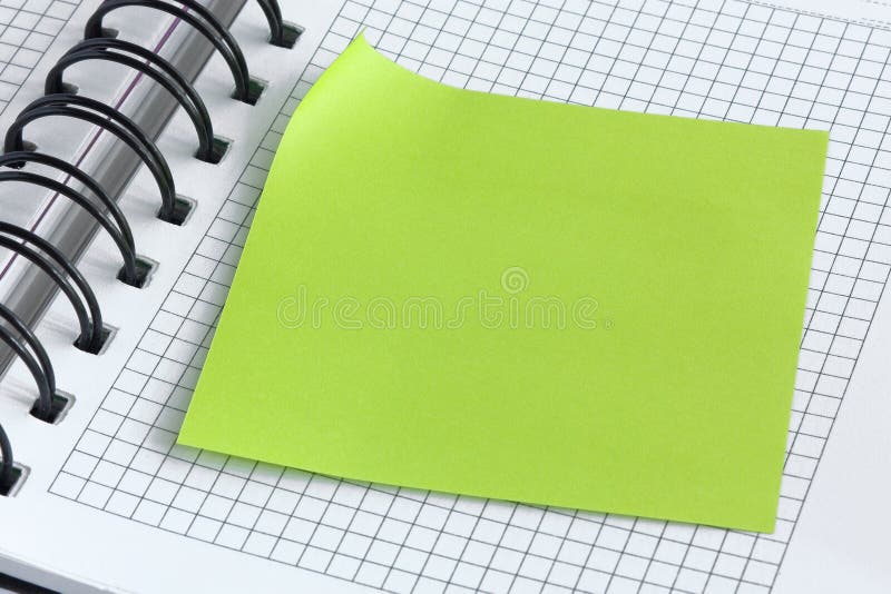 Notebook and green sticker stock image. Image of diary - 10046197