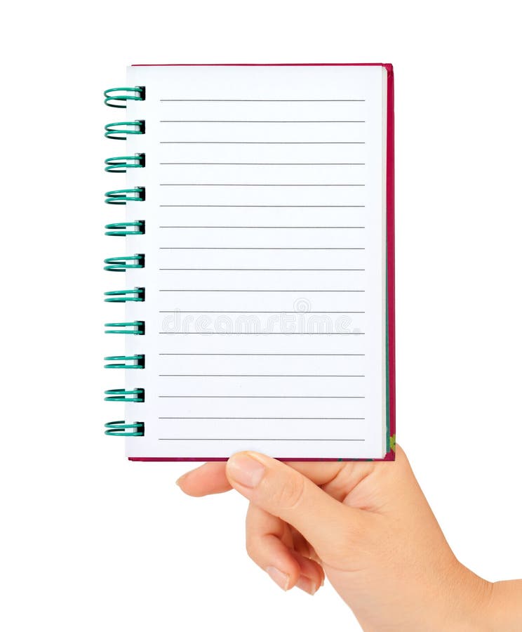 Notebook in hand stock image. Image of note, blank, isolated - 27502663