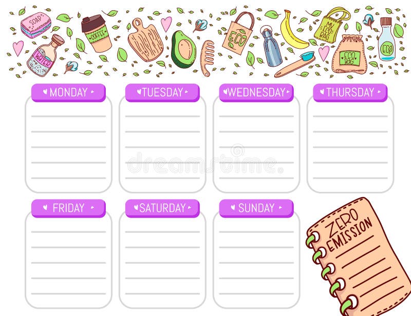 The Notebook with Hand Writing `Zero Emission`. Think and Create. Vector. Stock Vector ...