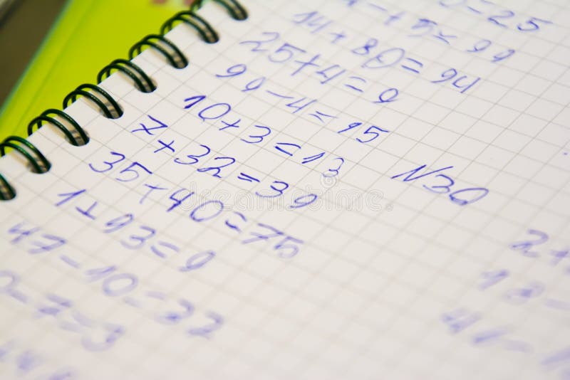 Notebook With Handwritten Mathematical Equations Stock Photo - Image of ...