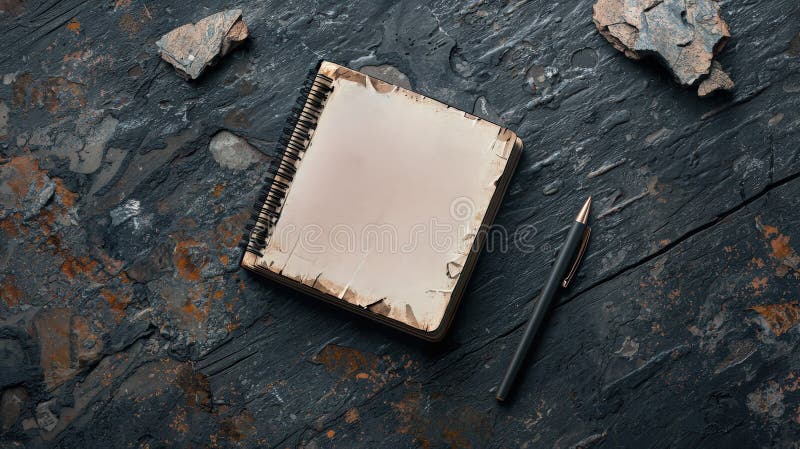 Notebook with Handwritten Notes and a Pencil on a Rustic Surface Stock ...