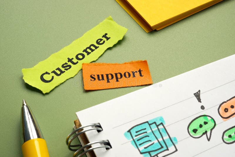 Notebook with Handwritten Notes and Words Customer Support. Stock Image ...