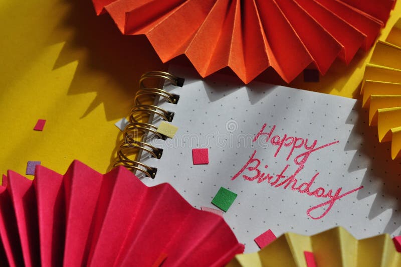 Notebook with Happy Birthday Write Stock Illustration - Illustration of ...