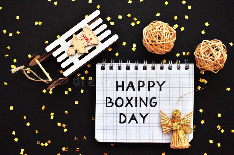 Happy Boxing Day Background with Golden Confetti Stock Image - Image of ...