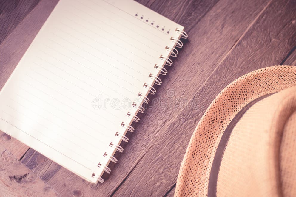 Notebook with Hat in Writing Stock Image - Image of table, fashion ...