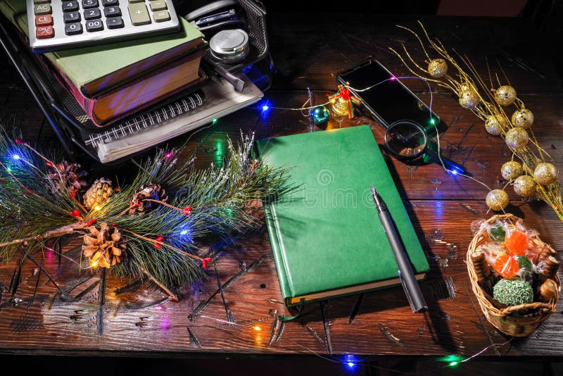 Notebook and Holiday Decorations. Accounting and Office. Work on ...