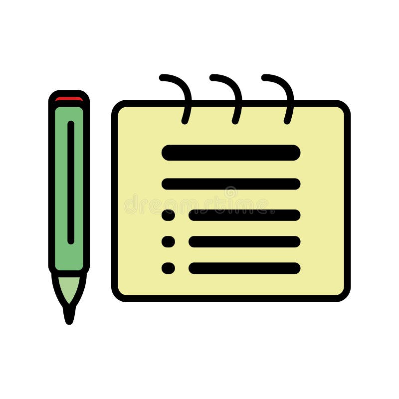 Notebook Icon with Pencil. Flat Style. Vector Illustration. Stock ...