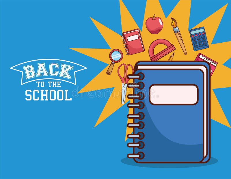 Notebook with Icon Set of Back To School Vector Design Stock Vector ...