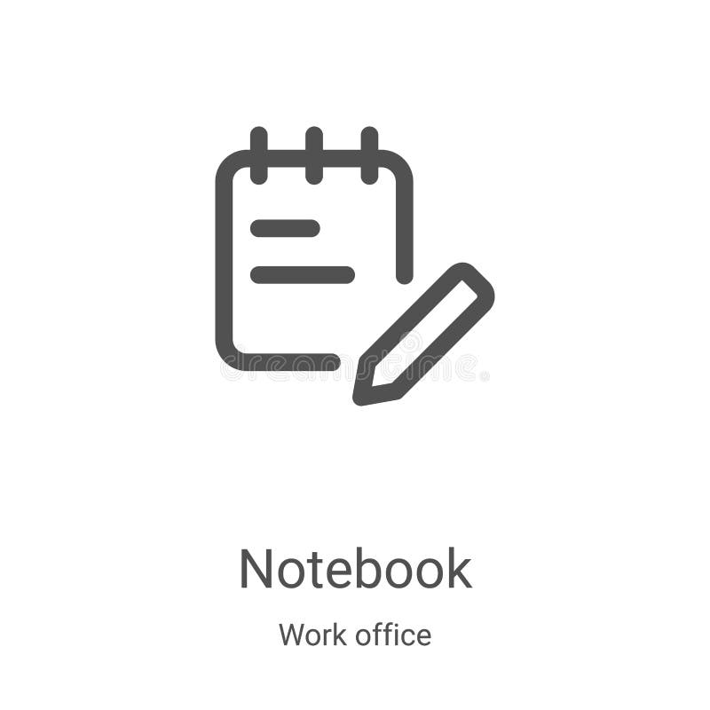 Notebook Icon Vector from Work Office Collection. Thin Line Notebook ...