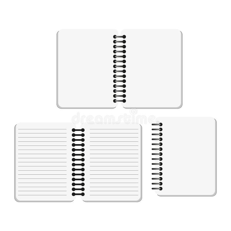 Notebook Icons Set. Blank and Lined Pages. Open and Closed Views ...