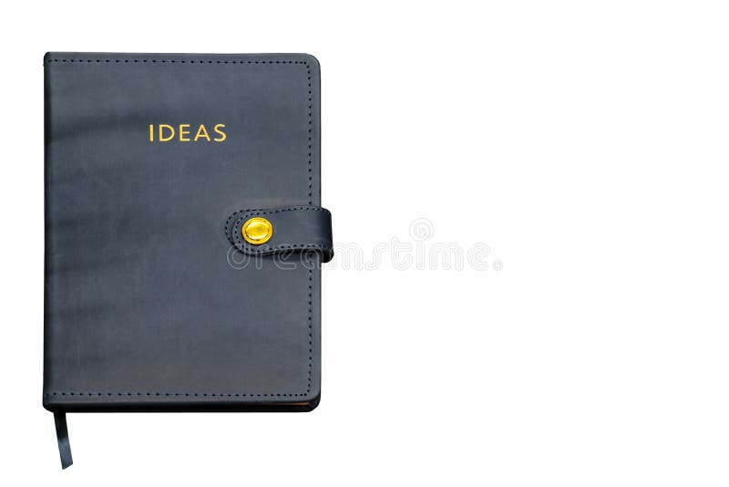 Notebook - IDEAS in Gold on Gray Leather with Stitching and Clasp ...