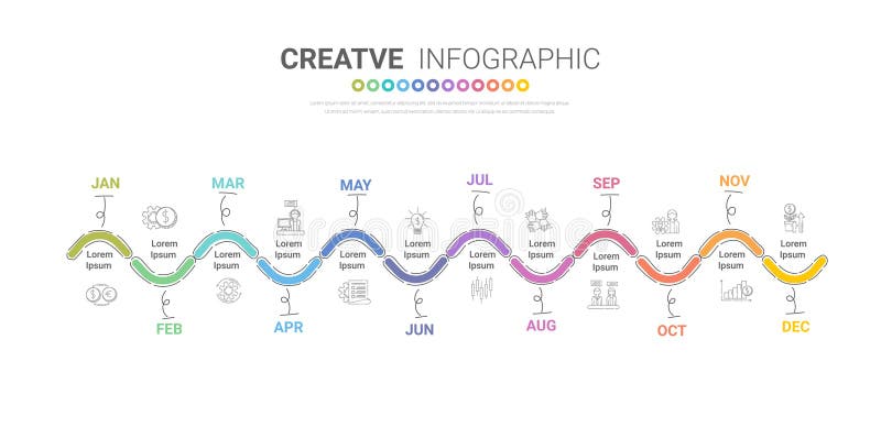 Notebook Infographic Template for 12 Months, 1 Year, Can Be Used for ...