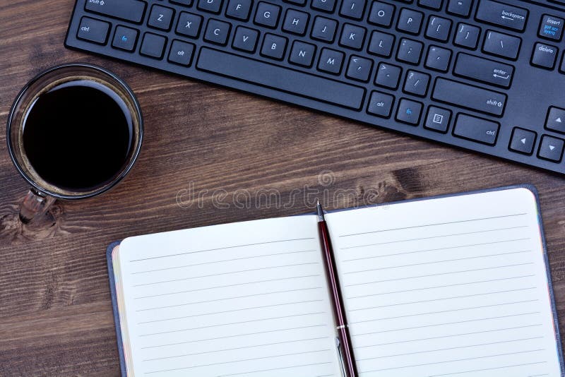 Notebook with Keyboard Computer and Coffee Stock Image - Image of empty ...