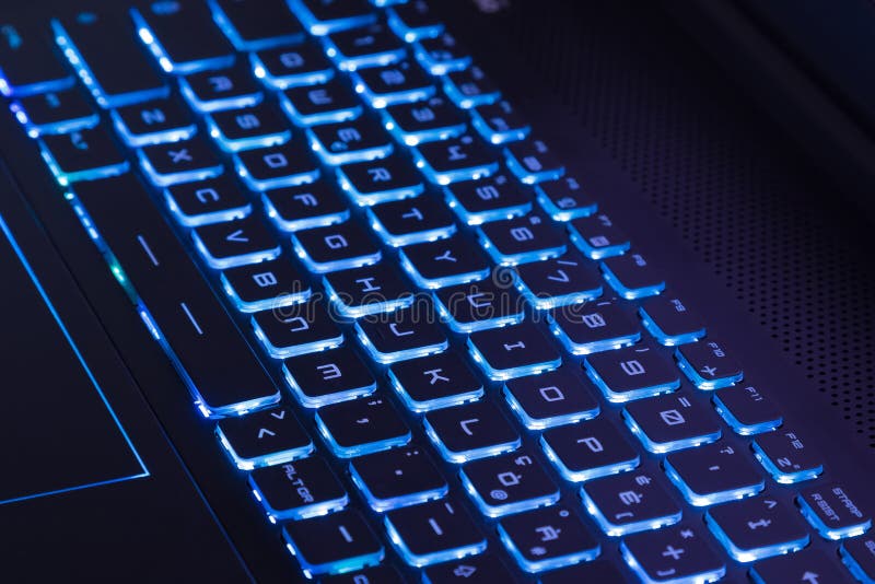 Laptop Keyboard As A Background Toned To Blue Stock Photo - Image of ...