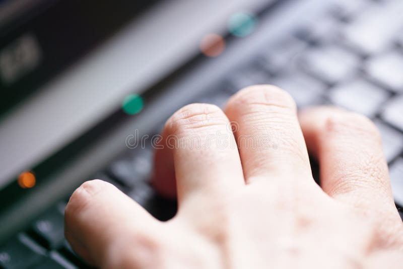 Notebook Keyboard with Hand, Finger Stock Photo - Image of computer ...