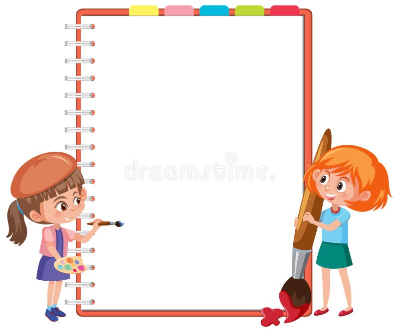 Notebook with Kids on White Background Stock Vector - Illustration of ...