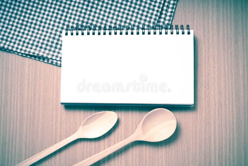 Notebook and Kitchen Tools Vintage Style Stock Image - Image of brown ...