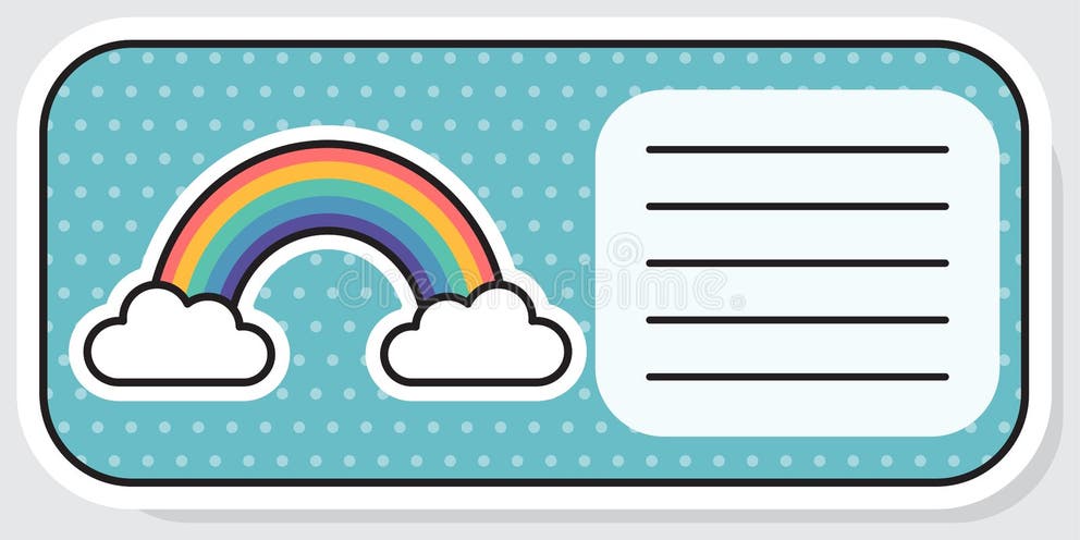 Notebook Label. Rainbow and Clouds. Baby Stickers Stock Vector - Illustration of notepad ...