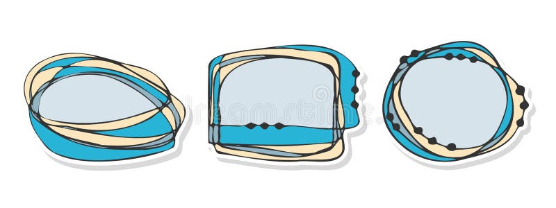 Notebook Labels, Blank Frames, Notes, Reminders, Stickers. Doodle Style ...