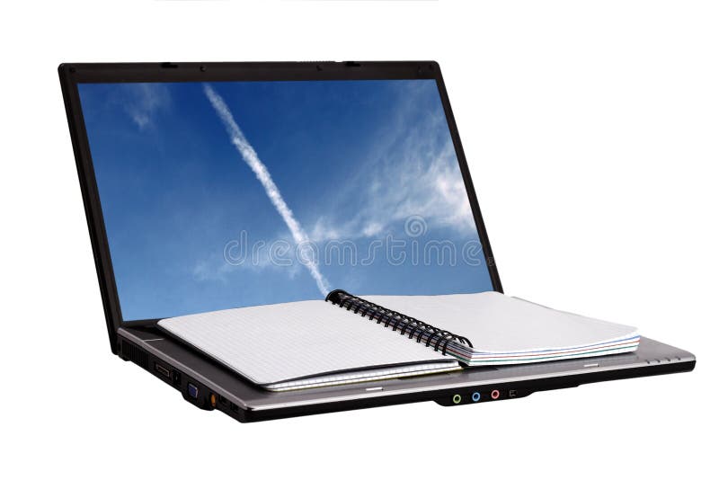 Notebook on laptop. stock image. Image of tablet, nature - 17873887