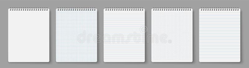 Notebook Line Squared Dot. Diary Template. Notepad Empty Page Set Stock Vector - Illustration of ...