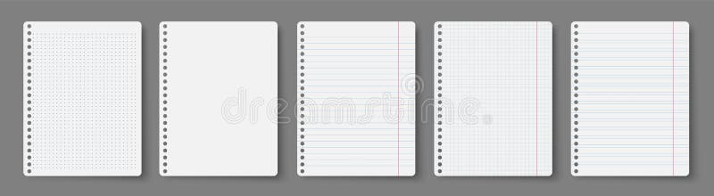 Notebook Line Squared Dot. Diary Template. Notepad Empty Page Set Stock Vector - Illustration of ...