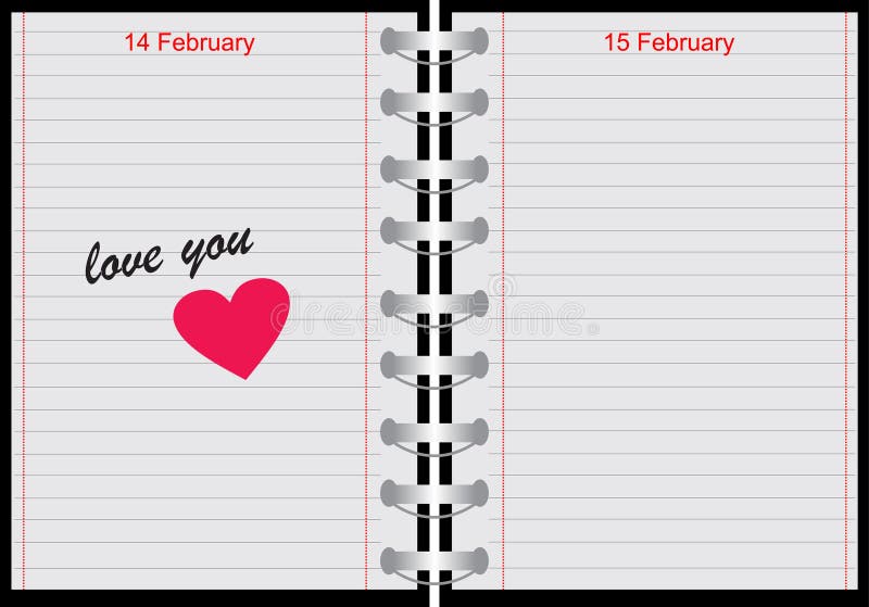 Notebook with Love You Text Stock Vector - Illustration of letter ...