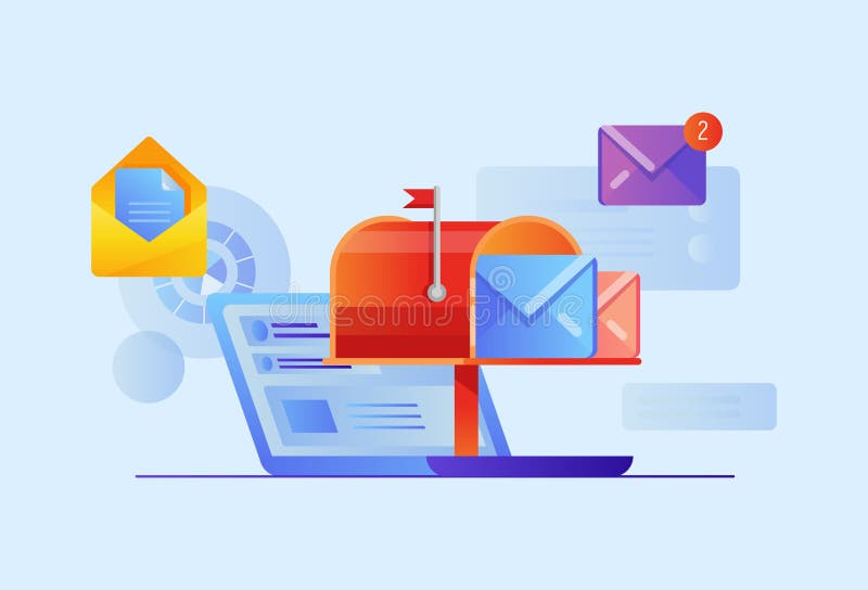 Flat Email Messages Inbox Notification. Stock Vector - Illustration of ...