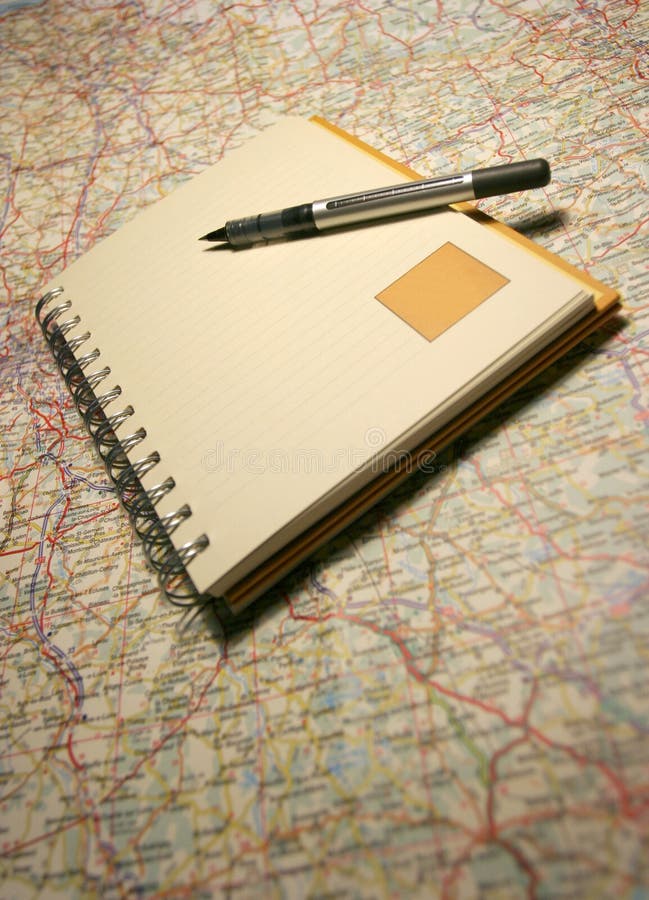 Notebook on a map stock image. Image of steep, guide, dream - 975139