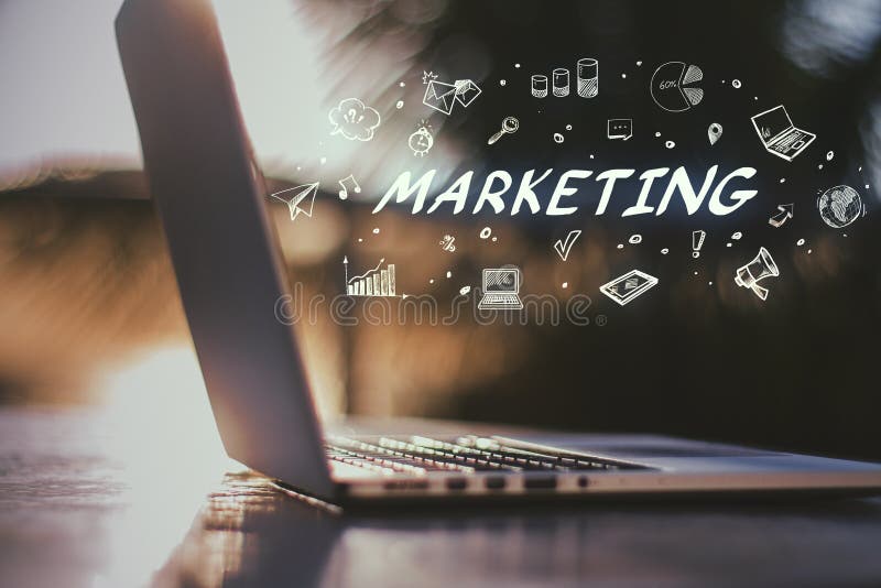 Notebook with Marketing Sketch Stock Photo - Image of desk, desktop ...