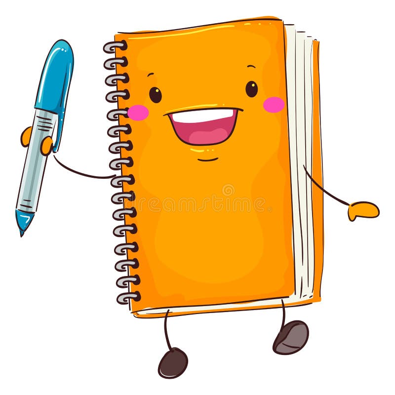 Notebook and Pen Cartoon Style Stock Vector - Illustration of promotion ...