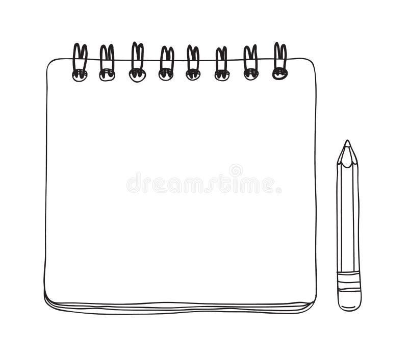 Mini Notebook Hand Drawn and Pencil Vector Line Art Illustration Stock ...