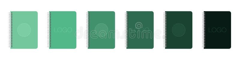 Notebook Mockup Set. Green Spiral Notepads Mockup Isolated on White ...