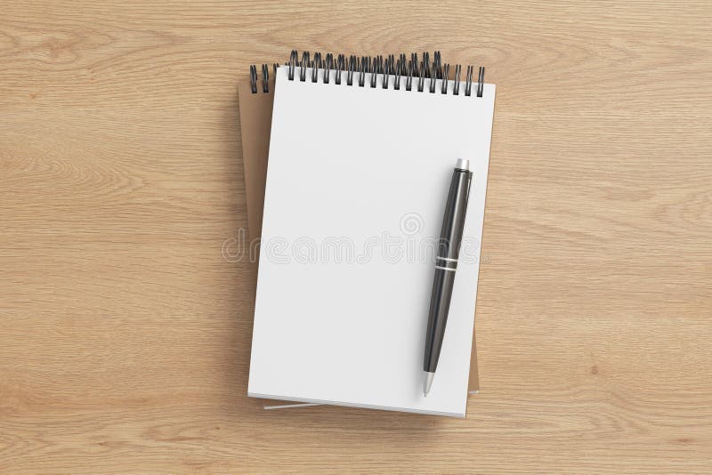 Notebook Mockup. Two Notebooks in a Stack and Pen Stock Illustration ...