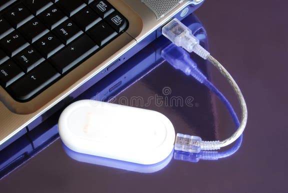 Notebook with Modem Usb 3G Key Stock Photo - Image of business, black ...