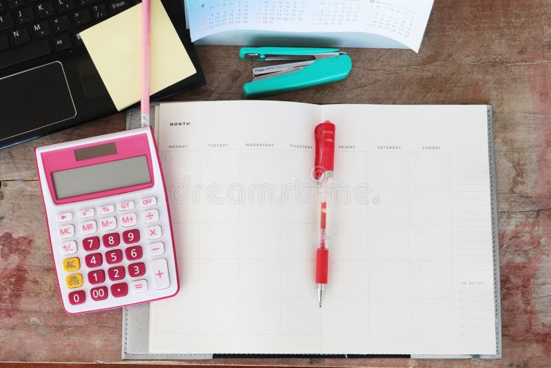 Notebook Monthly Planner and Calculator for Financial at Office Desk ...