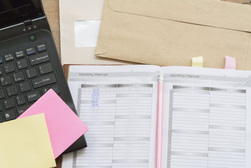 Notebook Monthly Planner Record for Financial Stock Image - Image of ...