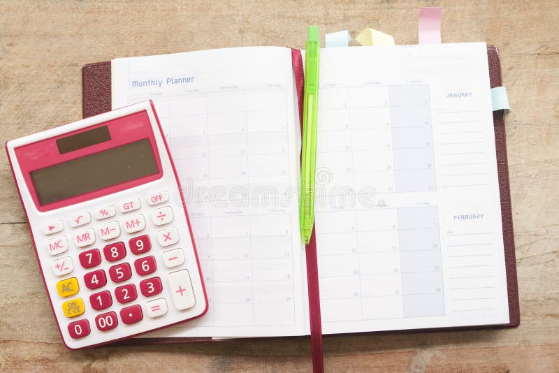Notebook Monthly Planner Record for Financial Stock Image - Image of ...