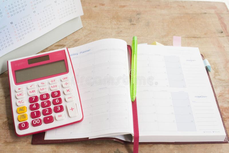 Notebook Monthly Planner Record for Financial Stock Image - Image of ...