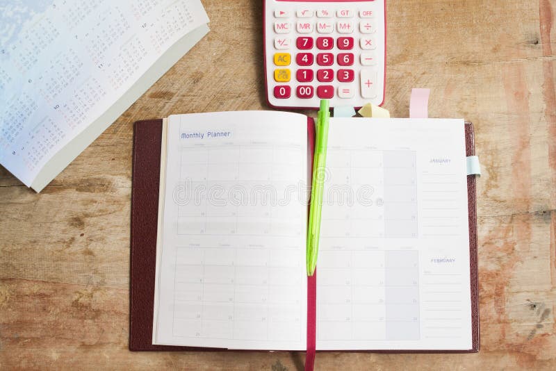 Notebook Monthly Planner Record for Financial Stock Photo - Image of ...
