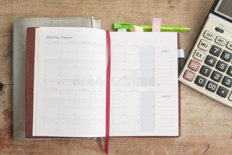 Notebook Monthly Planner Record for Financial Stock Photo - Image of ...