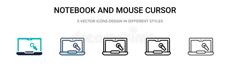 Notebook and Mouse Cursor Icon in Filled, Thin Line, Outline and Stroke ...