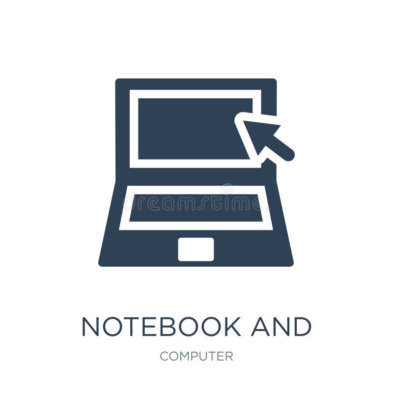 Notebook and Mouse Cursor Icon in Trendy Design Style. Notebook and ...