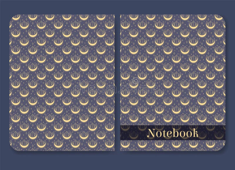 Notebook with Mysterious Moon and Crystals. Cover Page Design Aesthetic ...